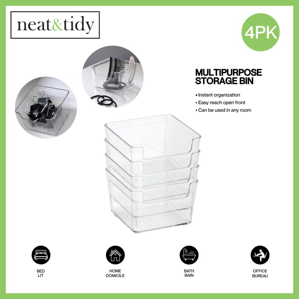 4PK SMALL SQUARE STORAGE BINS - Moda at Home